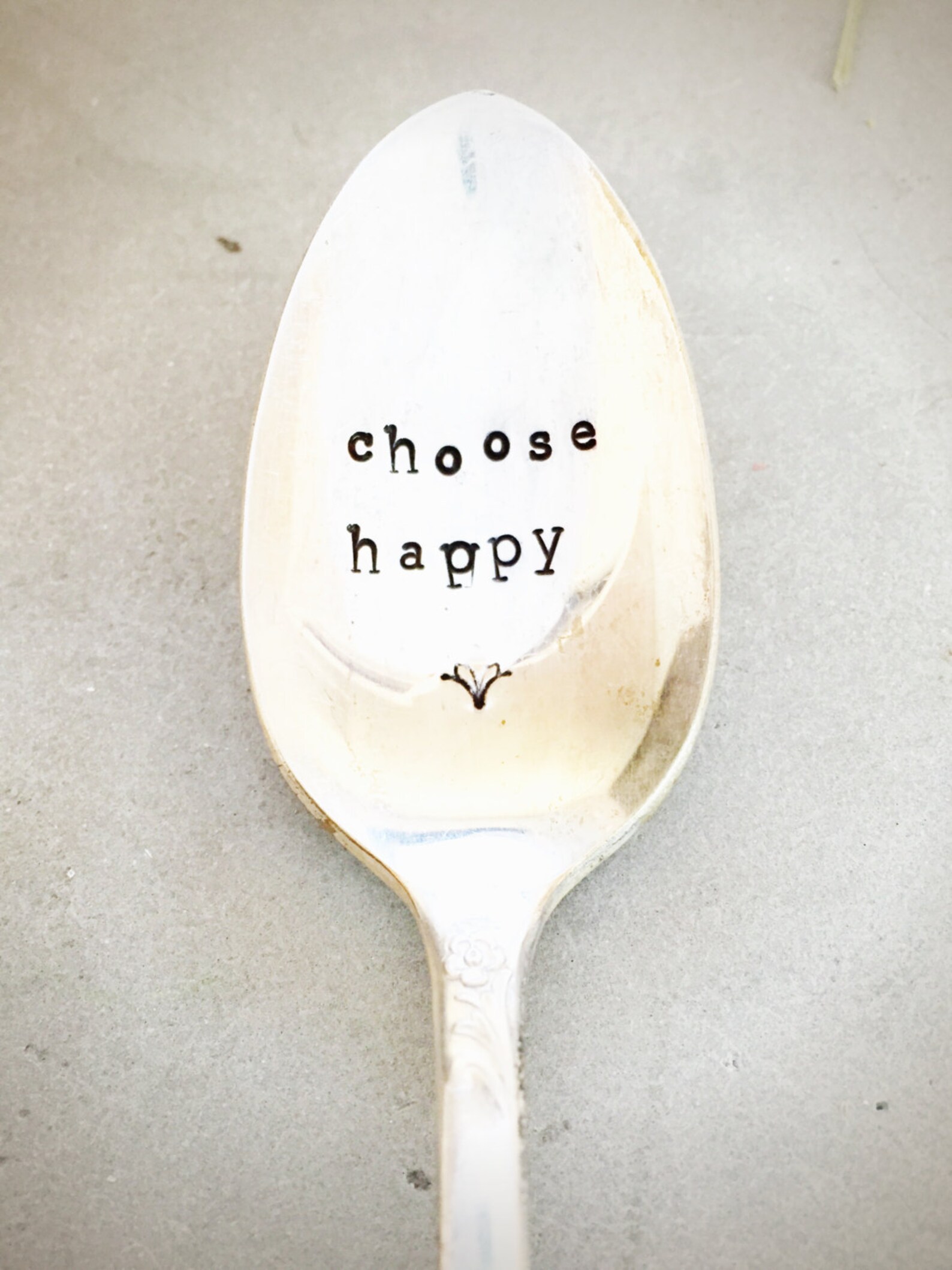 Stamped Silver Spoon, Inspirational Quotes, Choose Happy, Gift for Her ...