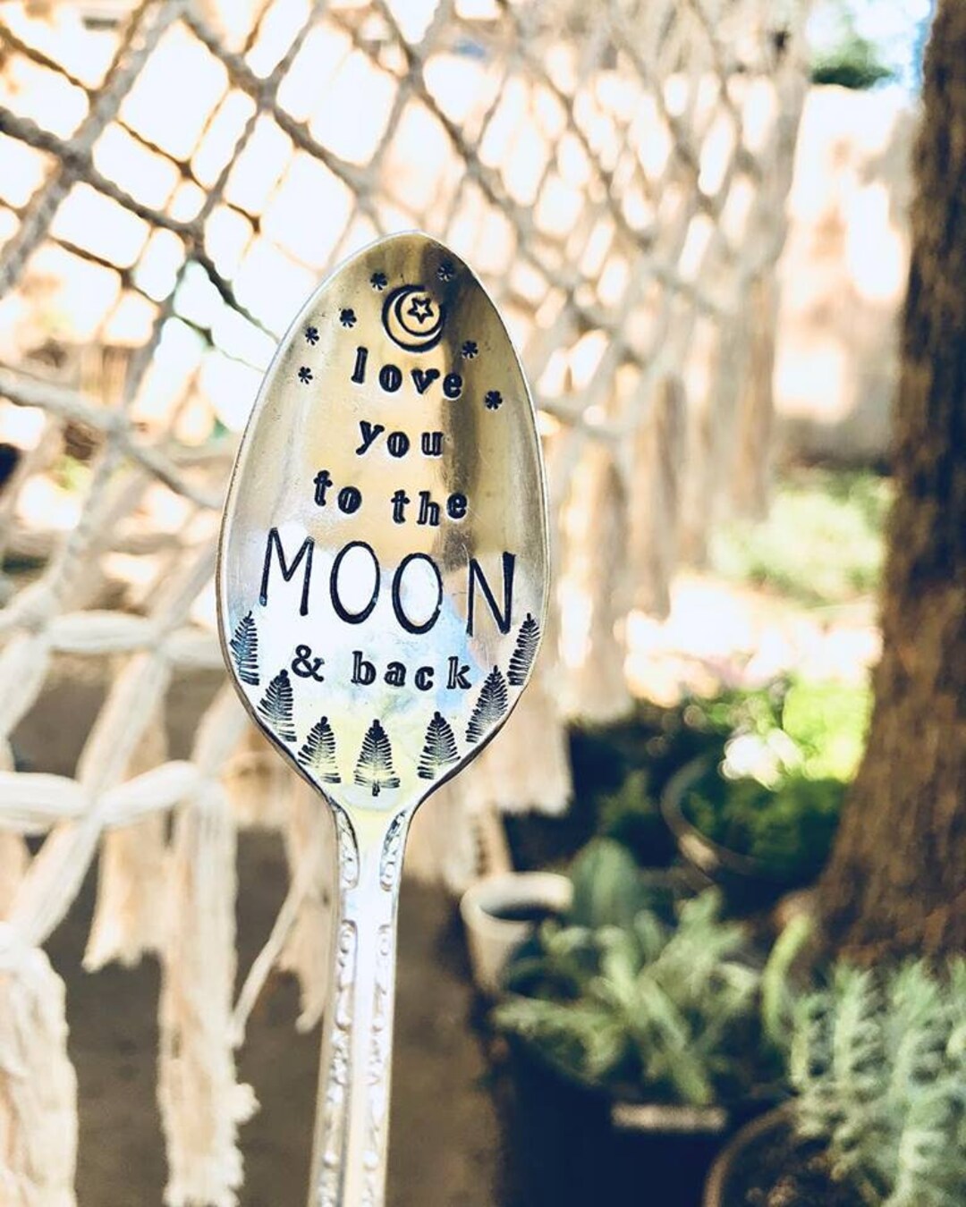 Coffee Spoon - Stamped Silver Spoon - Love You to the Moon and Back ...