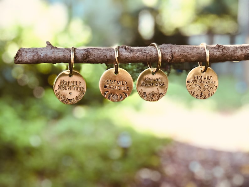 Stay Wild Flower Child Keychain - Cactus Stamped Keychain - Brass ...