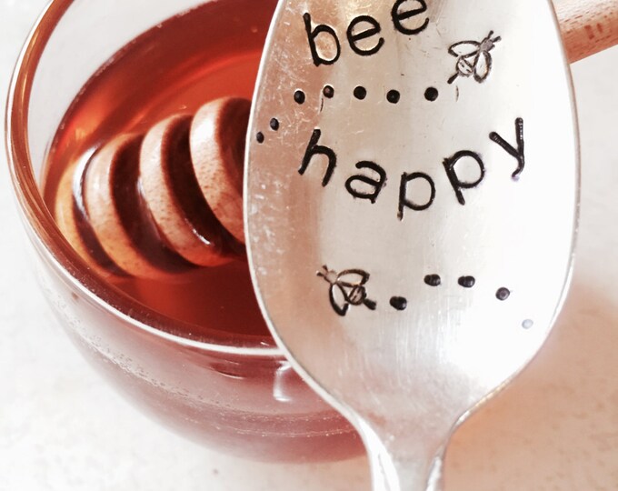 Stamped Silver Spoon, Inspirational Quotes, Be Happy, Gift for Her ...
