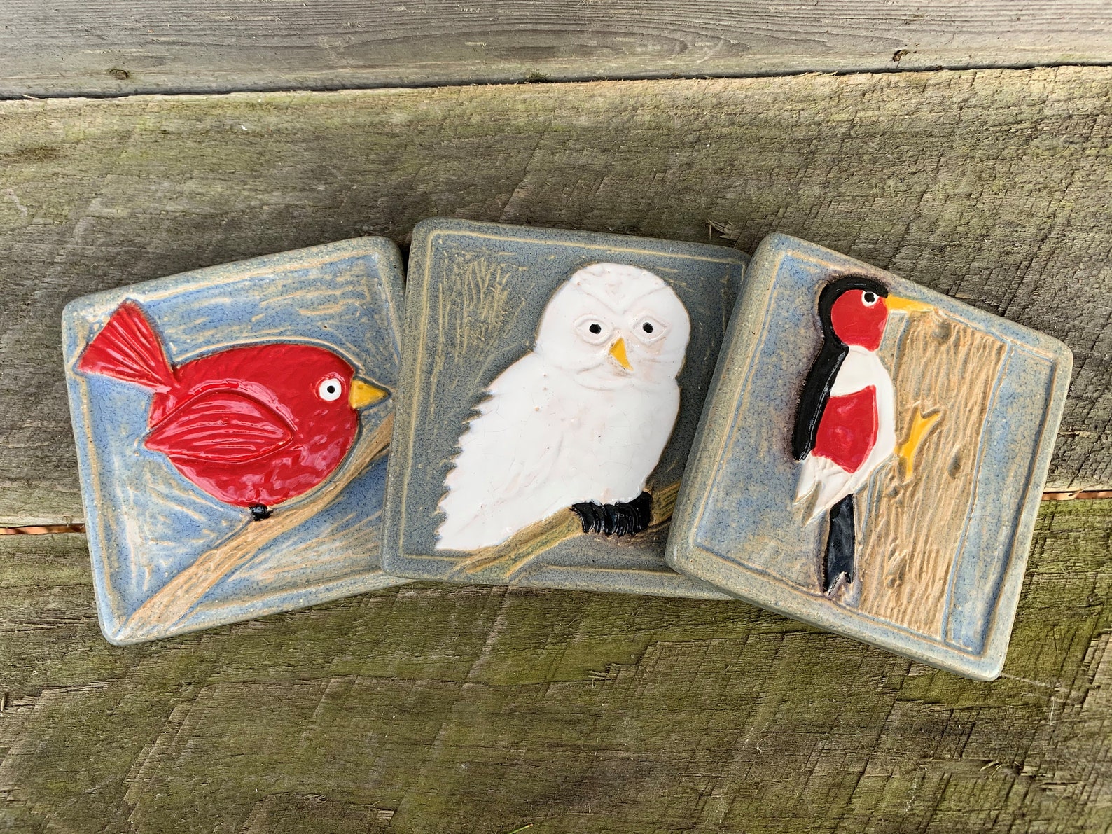Bird Tile Ceramic Bird Tile Bird Art Red Bird Cardinal - Etsy