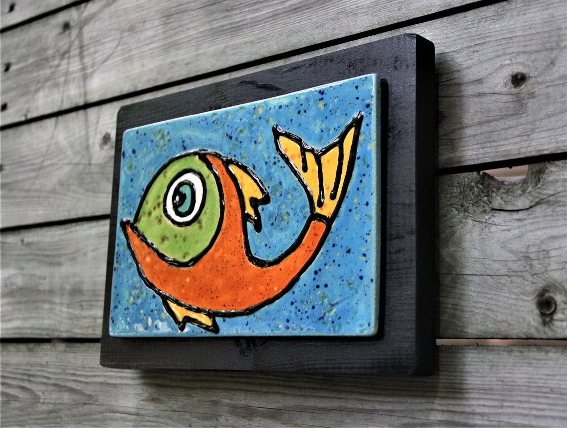 Fish Tile Ceramic Fish Tile Whimsical Fish Handmade Fish - Etsy