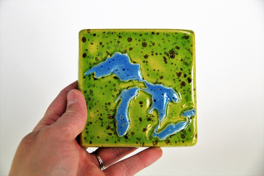 Michigan Tile, Ceramic Tile, Michigan Art, Michigan, Great Lakes Art - Etsy