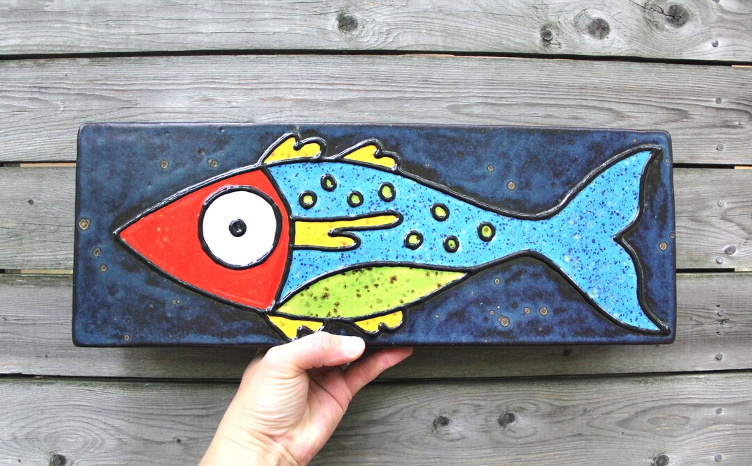 Fish Tile, Ceramic Fish Tile, Handmade Tile, Fish Art, Ceramic Wall ...