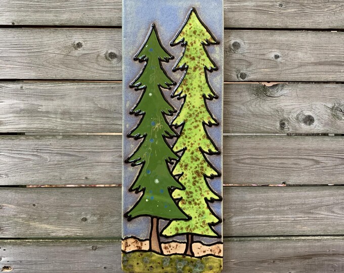 Pine Tree Tile, Landscape Tile, Handmade Tile, Ceramic Wall Tile - Etsy