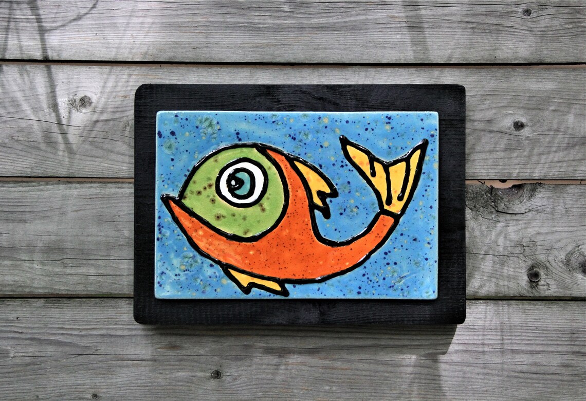 Fish Tile Ceramic Fish Tile Whimsical Fish Handmade Fish - Etsy