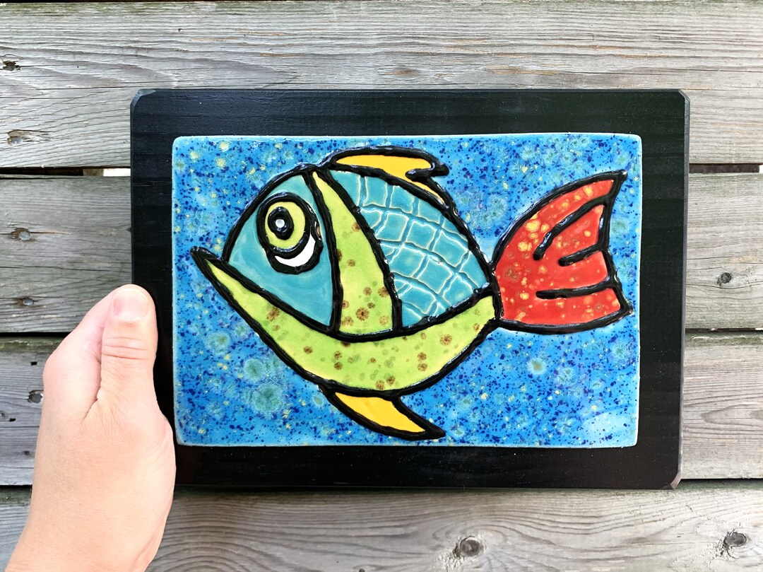 Fish Tile, Ceramic Fish Tile, Whimsical Fish, Handmade Fish Tile, Fish ...