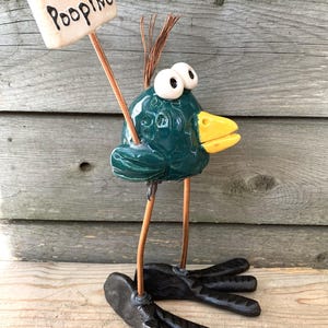 Ceramic Bird, Medium Bird, Bird With Detachable 'busy Pooping' Sign ...