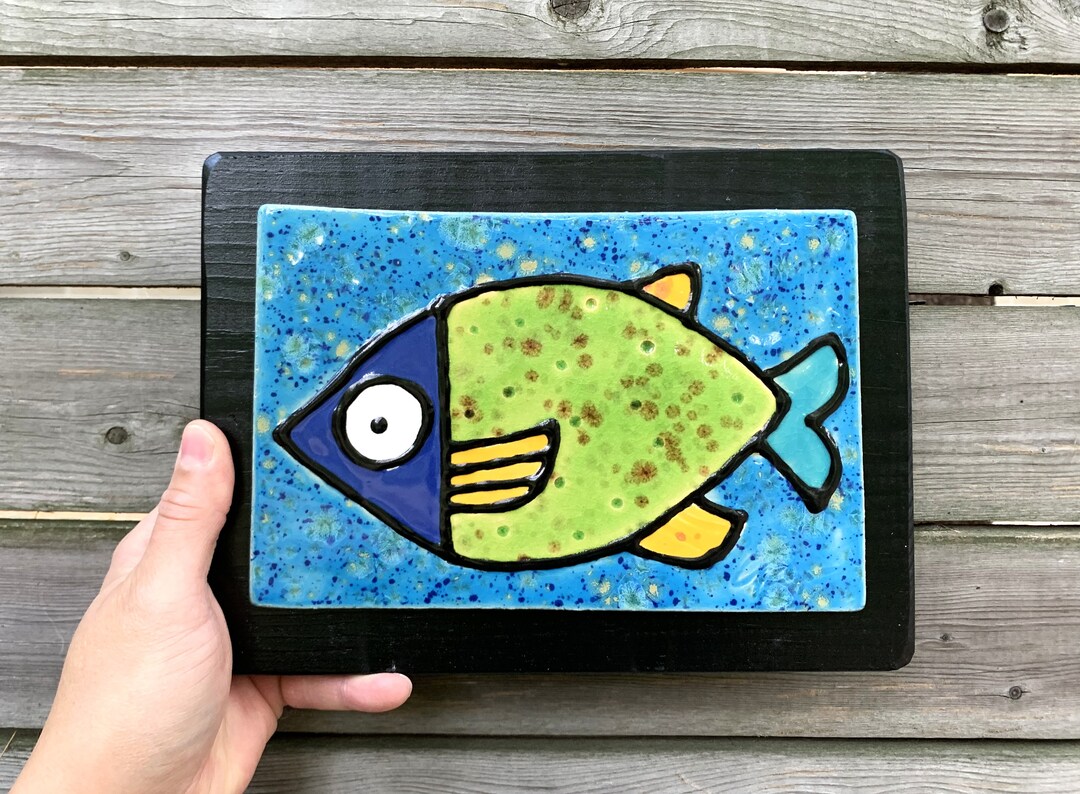 Fish Tile, Ceramic Fish Tile, Whimsical Fish, Handmade Fish Tile, Fish ...