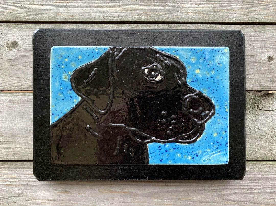 Dog Tile Ceramic Tile Black Dog Labrador Retriever Dog Art - Etsy