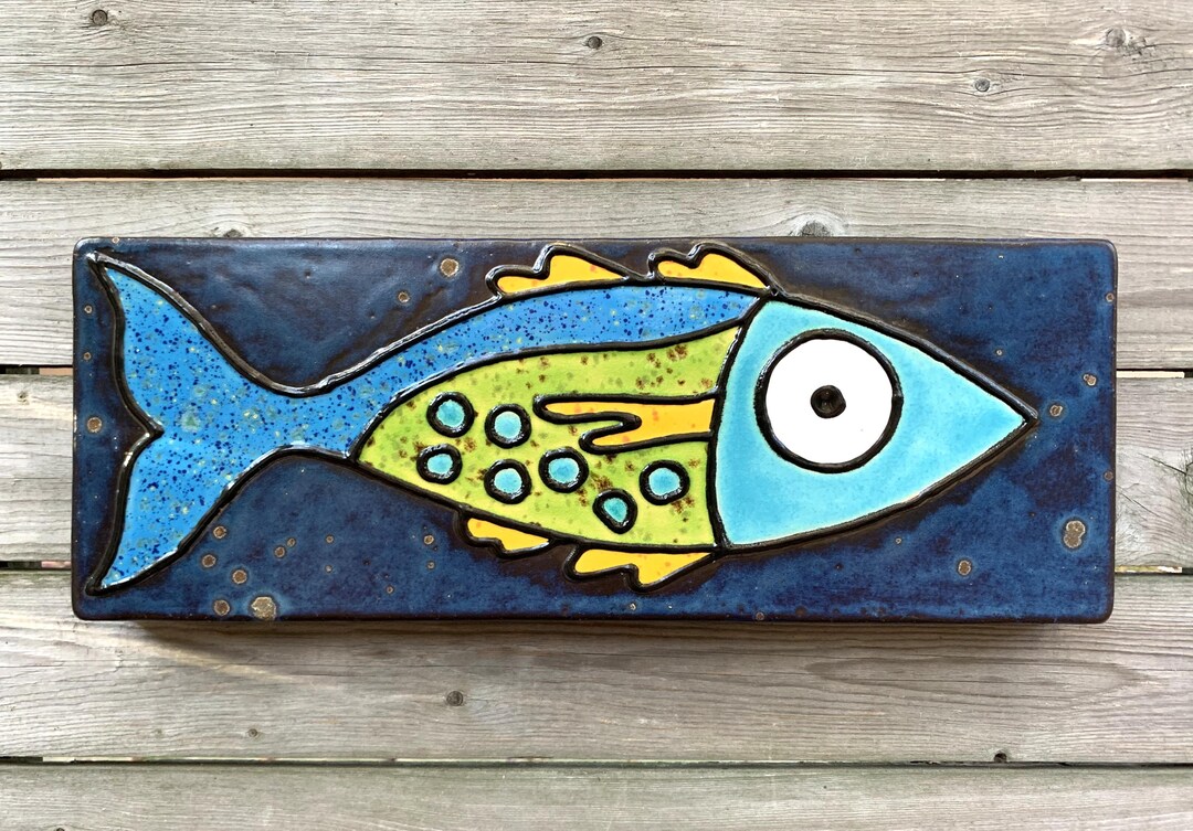 Fish Tile, Ceramic Fish Tile, Handmade Tile, Fish Art, Ceramic Wall ...