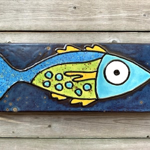 Fish Tile, Ceramic Fish Tile, Handmade Tile, Fish Art, Ceramic Wall ...