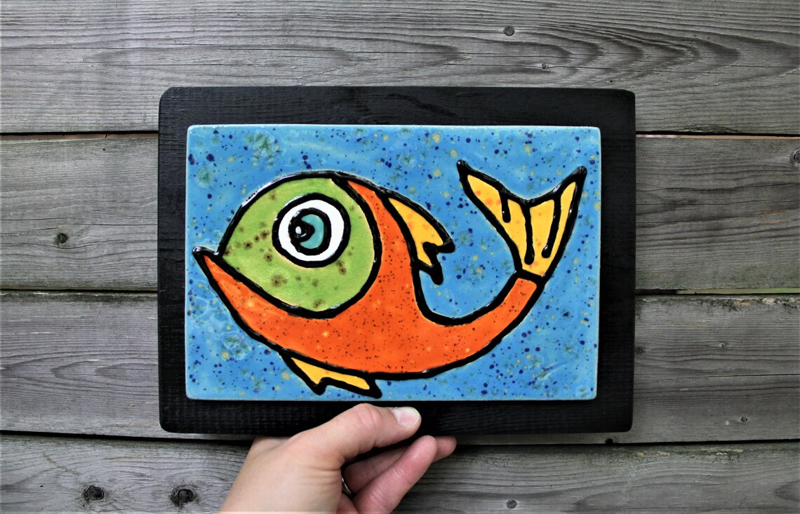 Fish Tile Ceramic Fish Tile Whimsical Fish Handmade Fish - Etsy