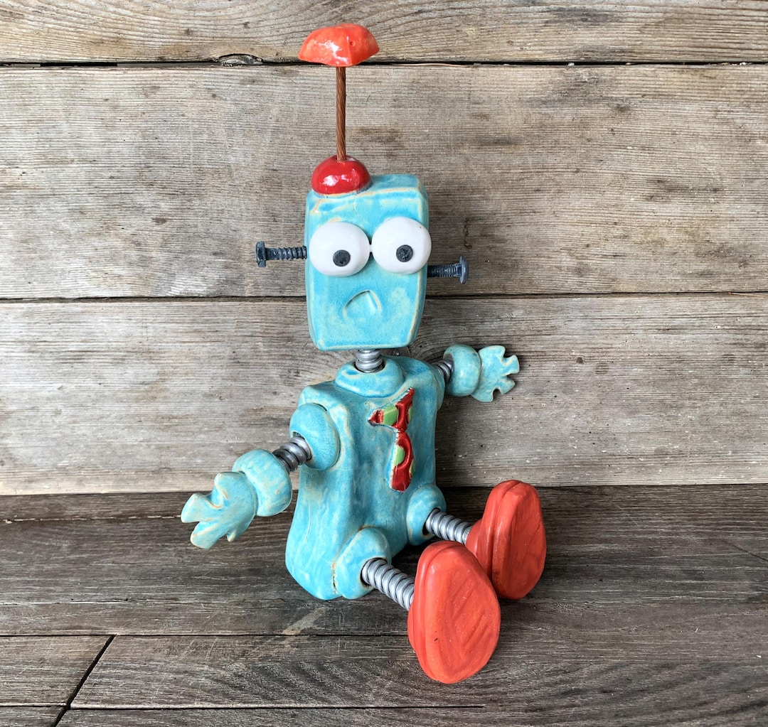 Ceramic Robot, Robot Sculpture, Mixed Media Robot, Handmade Robot ...