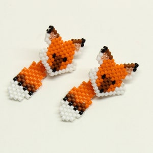 8 Bit Earrings--beaded Earrings Gift--fox and Tail - Etsy