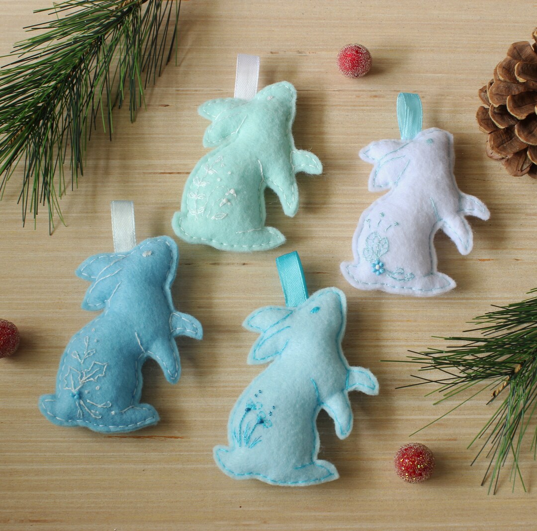 Swedish-style Rabbits--heirloom Felt Ornaments--bunny Rabbit Ornaments ...