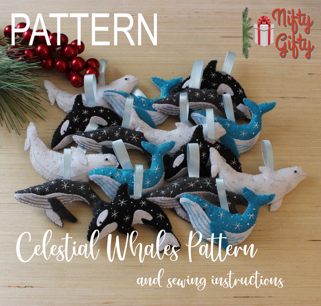 Pattern--celestial Whales Ornaments, Felt Whale Pattern, Sewing ...