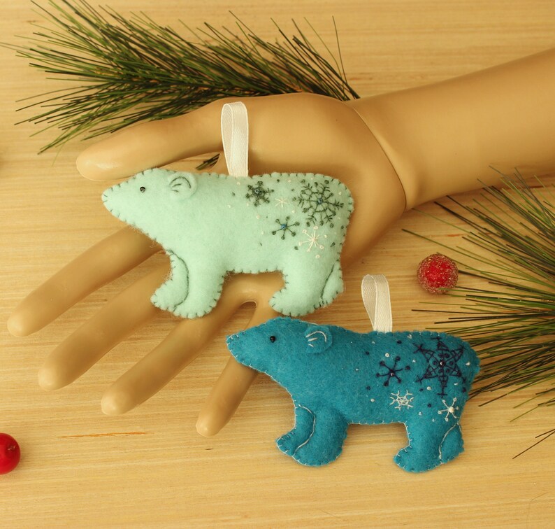 Snowflake Bears Heirloom Felt Ornaments - Etsy