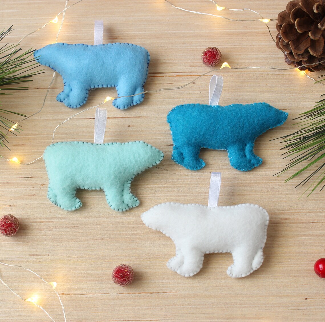 Snowflake Bears Heirloom Felt Ornaments - Etsy