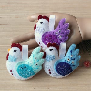 Pattern--folk Art Chicken, Felt Chicken Ornament, Felt Folk Art Hen ...
