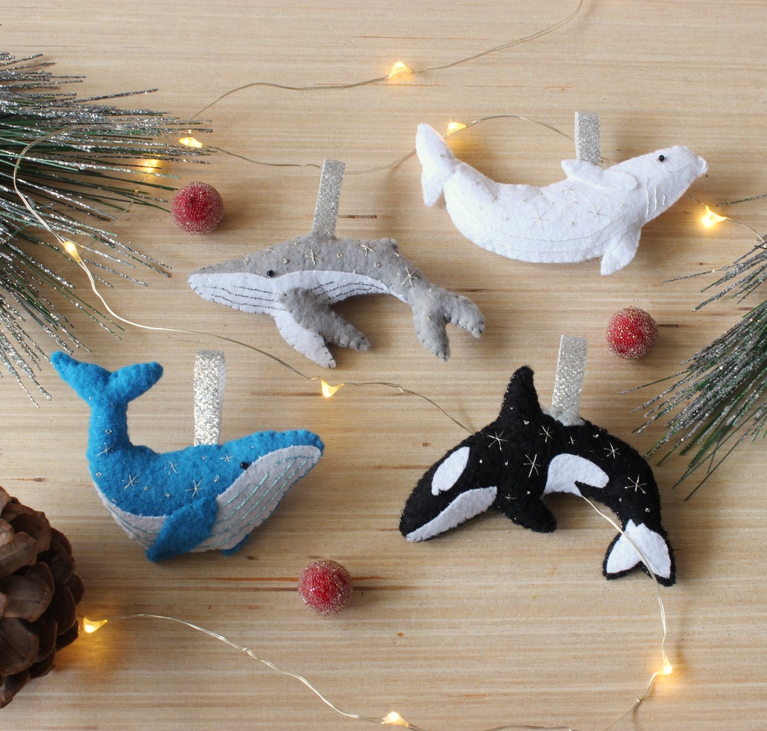 Celestial Whales Silver Heirloom Felt Ornaments - Etsy