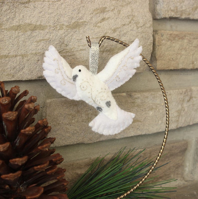 Peace Dove Felt Ornamentschristmas Doves With Silvertwo Heirloom Felt ...