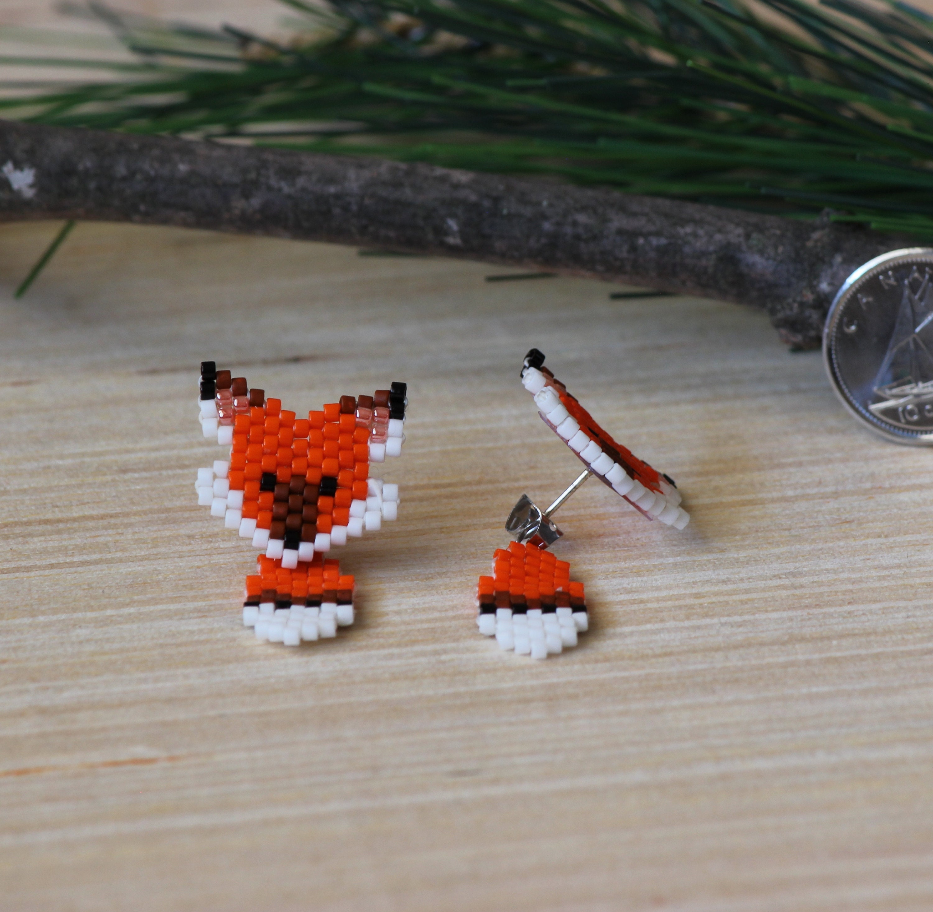 8 Bit Earringsbeaded Earrings Giftfox and Tail - Etsy