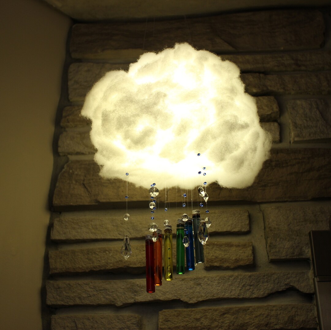 Rainbow Cloud Accent Lamp With Crystal Raindrops - Etsy
