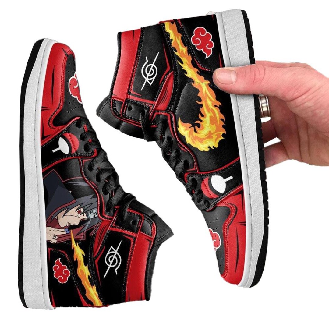 Akatsuki Itachi Fire Jutsu Custom Anime Shoes for Fans - Etsy