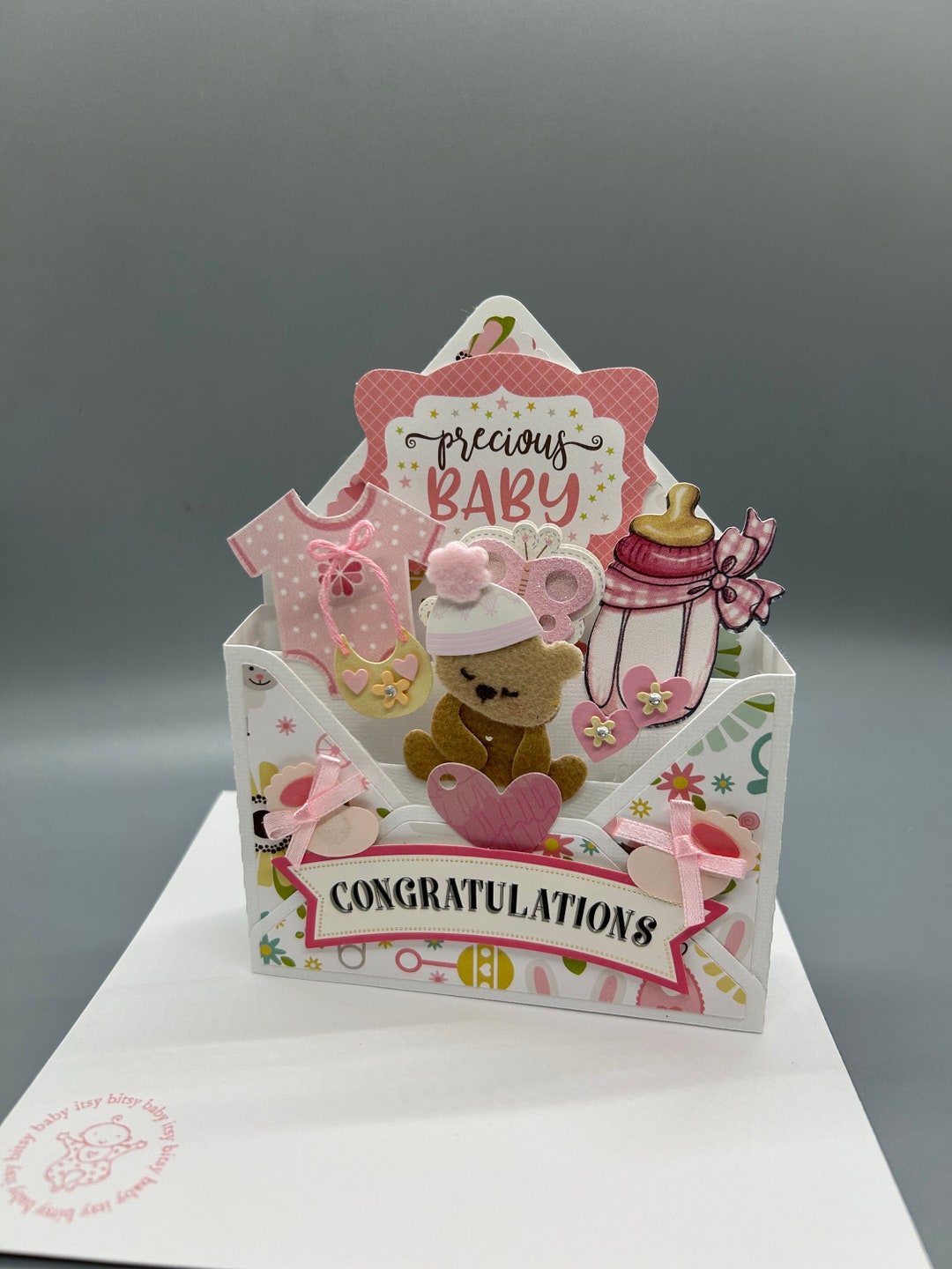 Baby Girl Card, Baby Popup Card, Baby Girl Envelope Style Card - Etsy