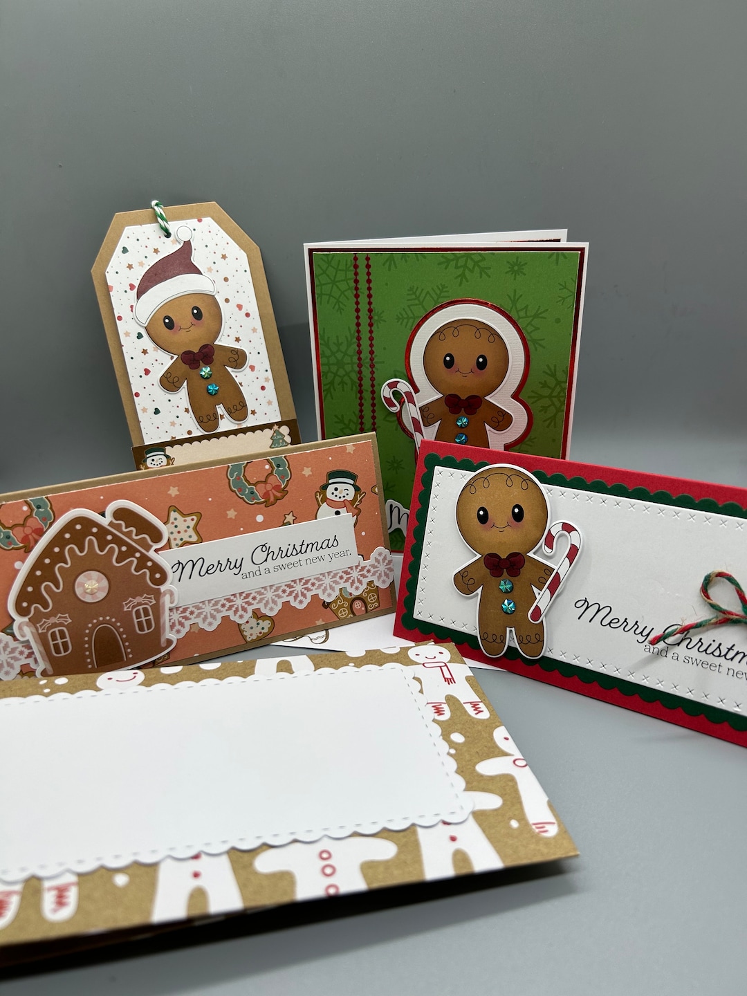 Gingerbread Man Cards and Tag Set Christmas Tag and Cards - Etsy