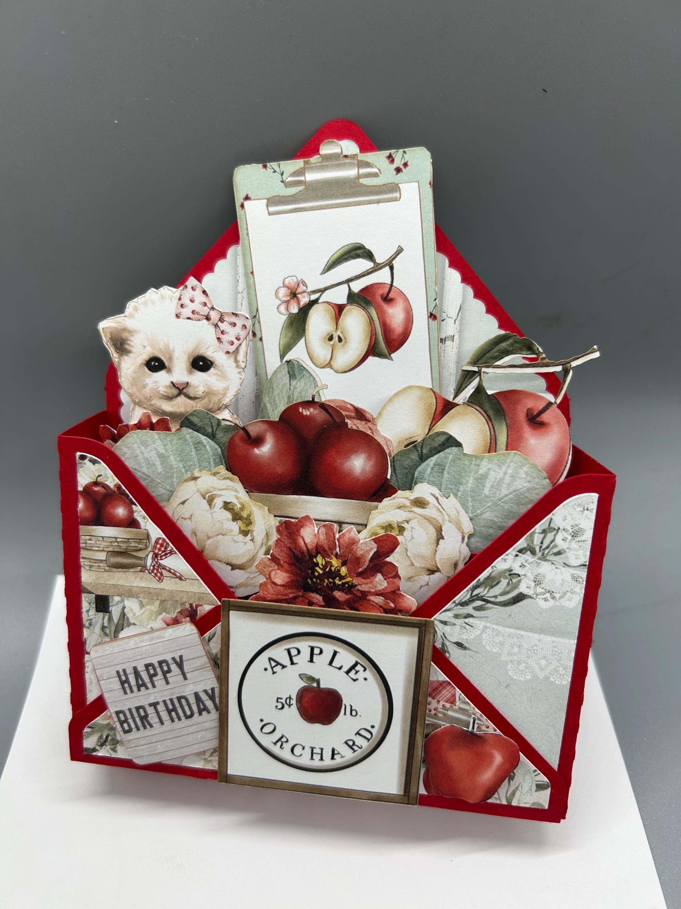 Birthday Card, Apple Birthday Popup Card - Etsy