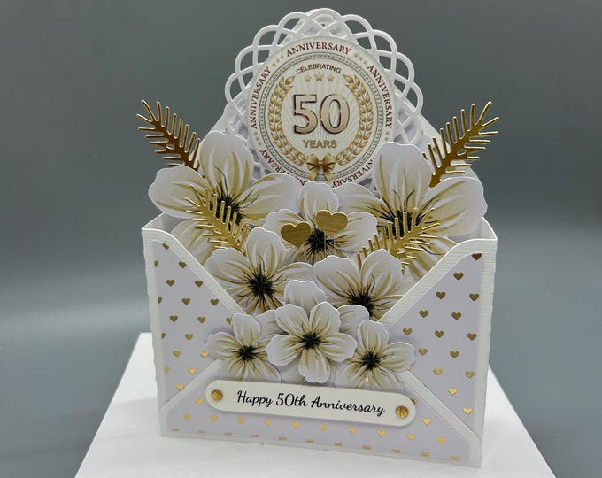50th Anniversary Card, Golden Anniversary Popup Card - Etsy