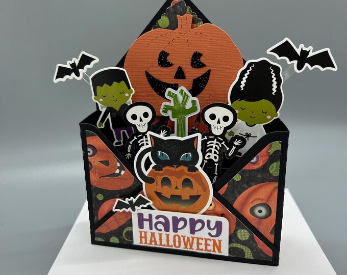 Halloween Card, Monsters Popup Card, Halloween Envelope Style Card - Etsy