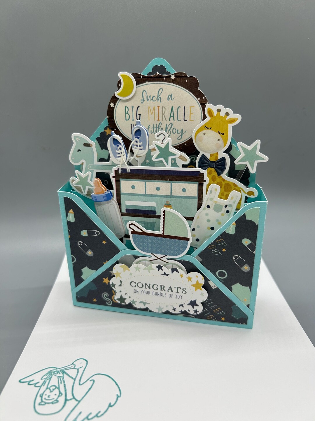 Baby Boy Card, Baby Popup Card, Baby Boy Envelope Style Card - Etsy