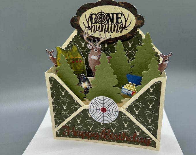 Birthday Card, Hunting Popup Card, Hunting Envelope Style Card - Etsy