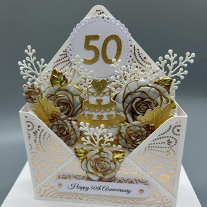 50th Anniversary Card, Golden Anniversary Popup Card - Etsy