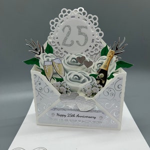 25th Anniversary Card, Silver Anniversary Popup Card - Etsy