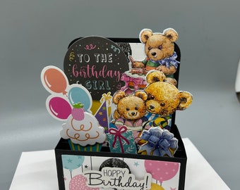 Birthday Card Greeting Card Popup Card Cute Bear Birthday Gifts Kawaii ...