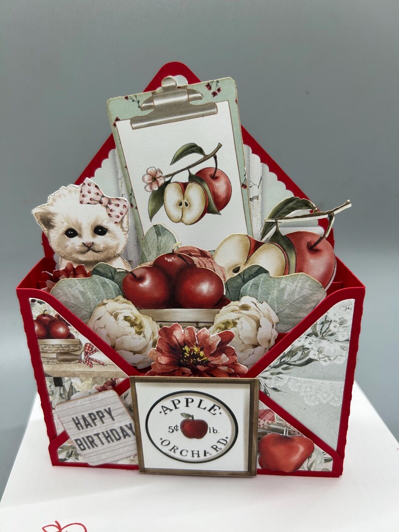 Birthday Card, Apple Birthday Popup Card - Etsy