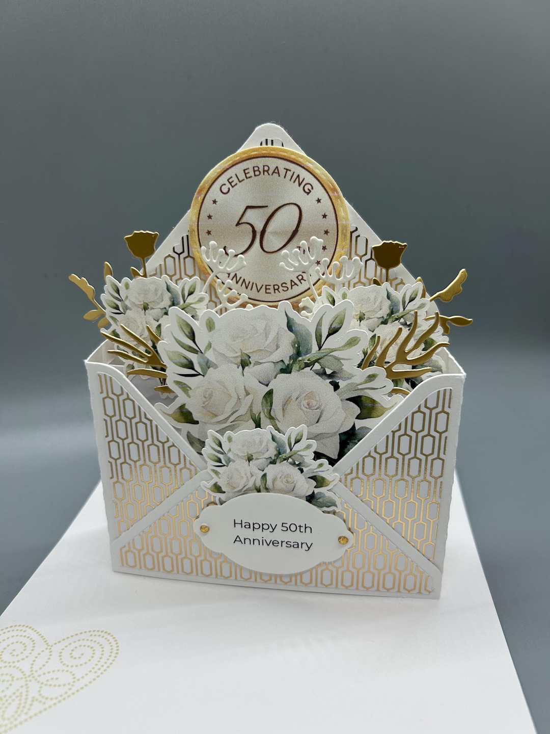 50th Anniversary Card, Golden Anniversary Popup Card - Etsy
