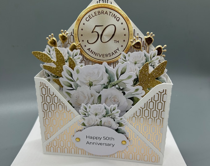 50th Anniversary Card, Golden Anniversary Popup Card - Etsy