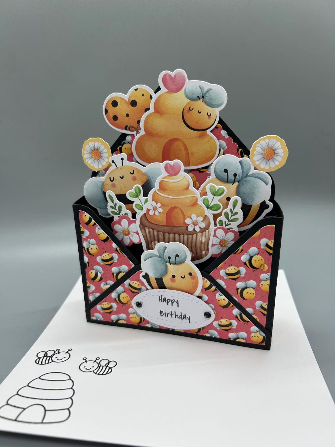 Birthday Card, Bee Birthday Popup Card - Etsy