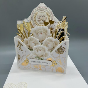 50th Anniversary Card, Golden Anniversary Popup Card - Etsy