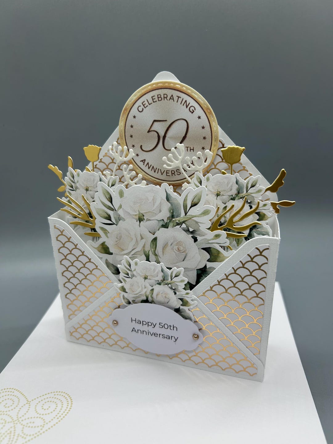 50th Anniversary Card, Golden Anniversary Popup Card - Etsy