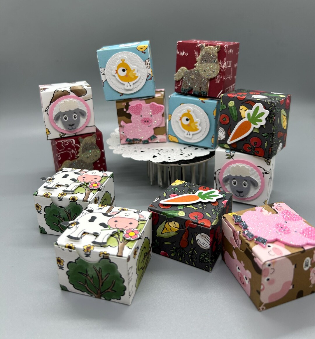 Mini Gift Boxes, Set of 12 Farm Animal Themed Party Favors - Etsy