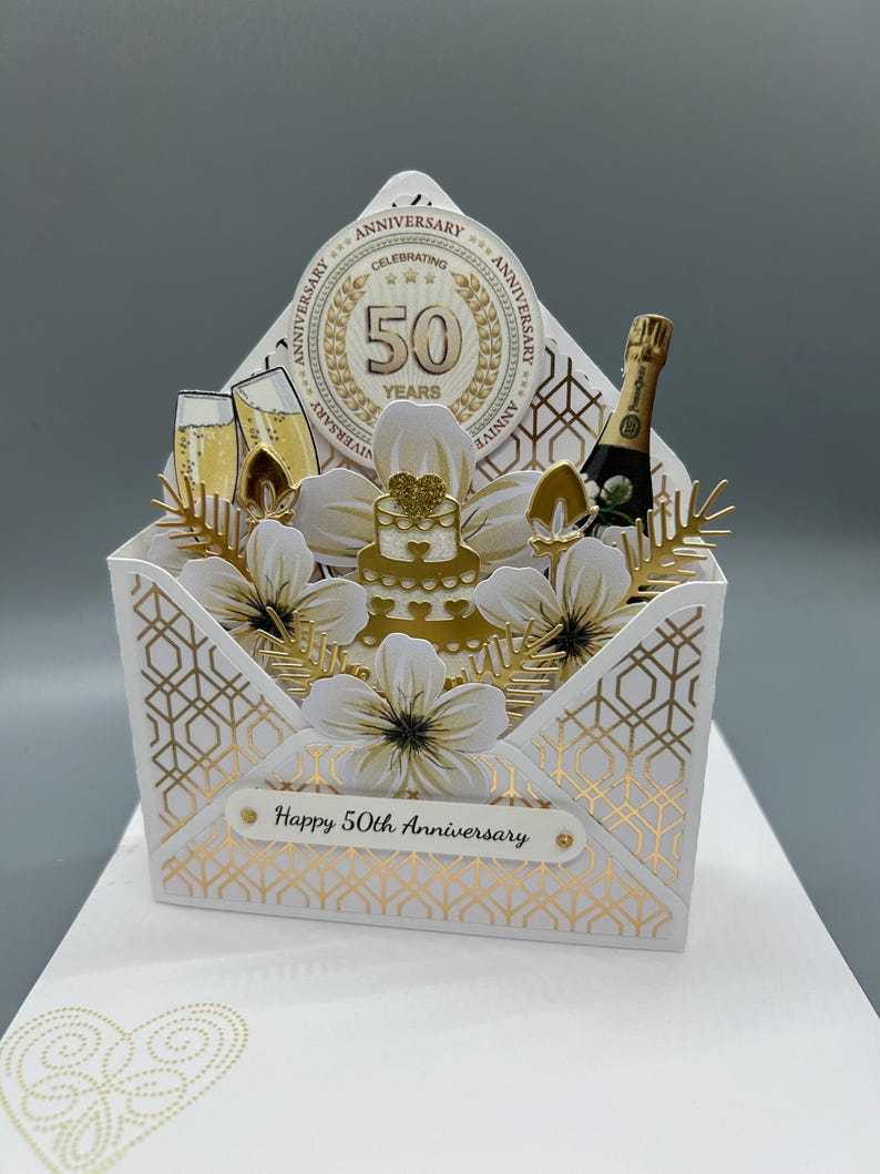 50th Anniversary Card, Golden Anniversary Popup Card - Etsy 50th Anniversary Card, Golden Anniversary Popup Card - Etsy