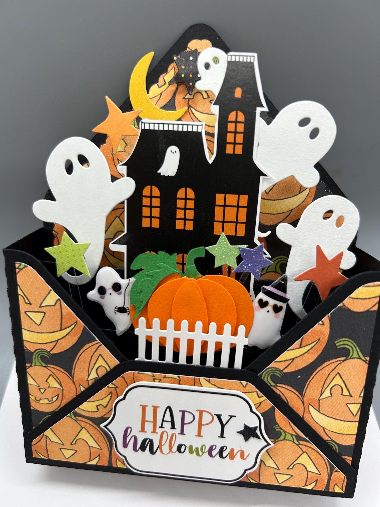 Halloween Card, Haunted House Popup Card, Halloween Envelope Style Card ...