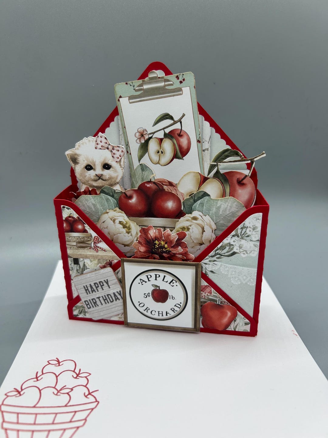 Birthday Card, Apple Birthday Popup Card - Etsy