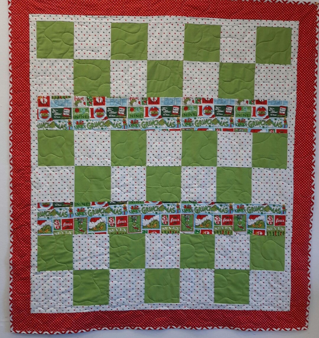 Grinch Quilt Made With Licensed Kaffman Fabric, 46 Inches by 51 Inches ...